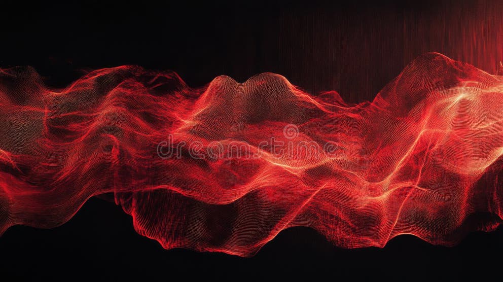 Abstract Red and Orange Particle Wave Flowing Motion Background Stock ...