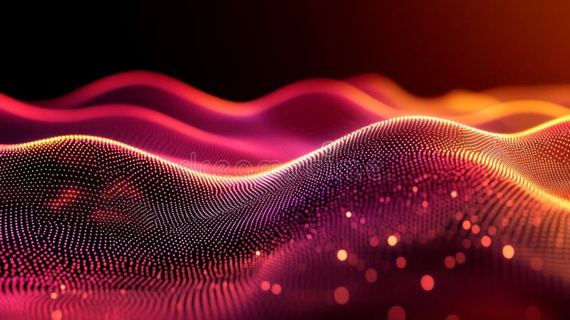 Abstract Red Orange Particle Wave Landscape Stock Illustration ...