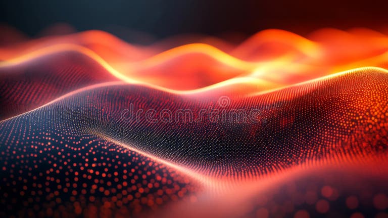 Abstract Red and Orange Particle Wave Landscape Stock Illustration ...
