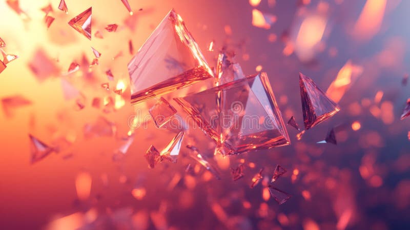 Abstract Red and Orange Shattered Glass Triangles Stock Illustration ...