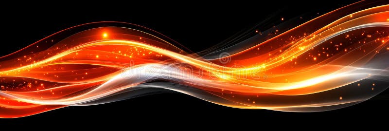 Abstract Red Orange Shining Wave Design Background with Sparkles ...