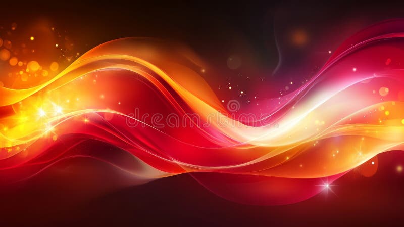 Abstract Red and Orange Wavy Background, Smooth Twirl Light Lines ...