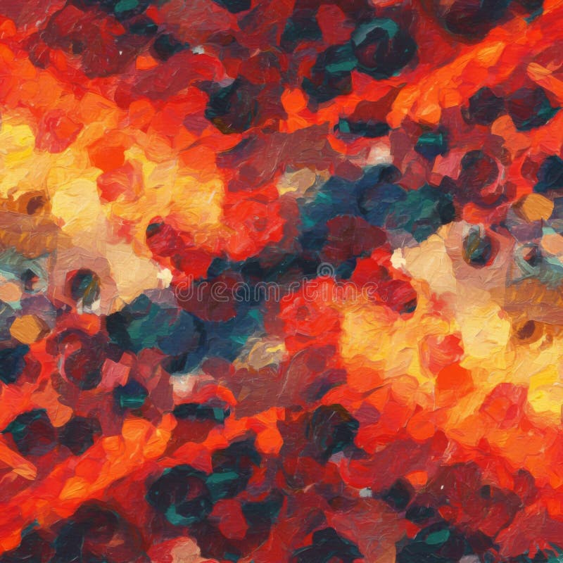 Abstract Red Orange Yellow and Teal Painting Texture Stock Illustration ...