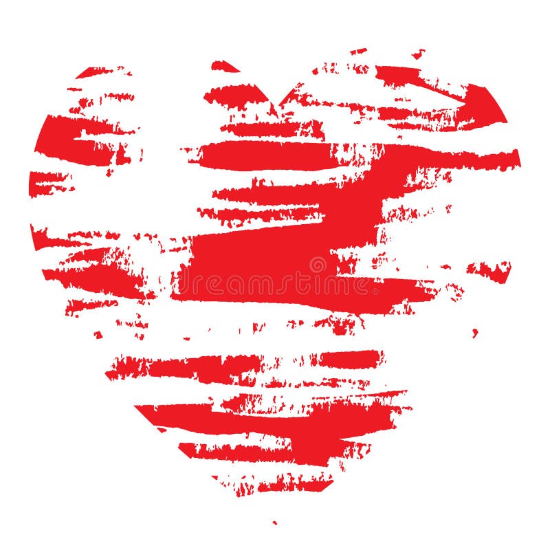 Abstract Red Painted Heart Isolated on White Background Stock Vector ...