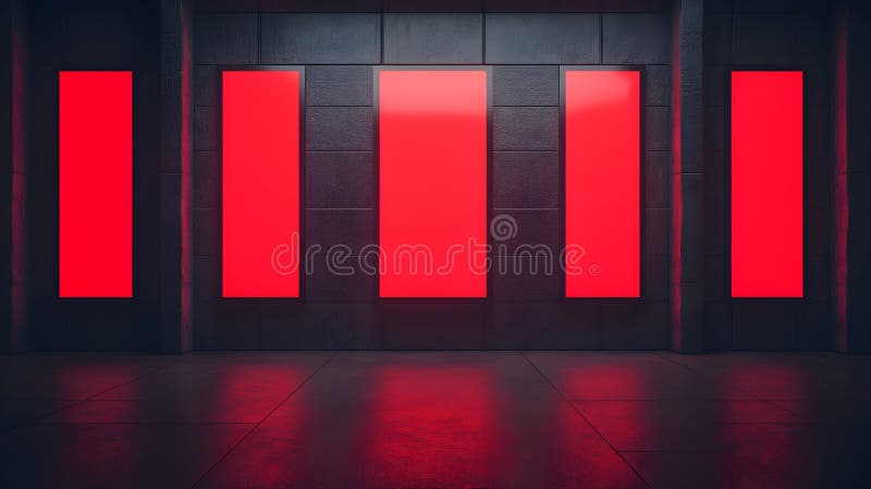 Abstract Red Panels in Modern Interior Design Stock Illustration ...