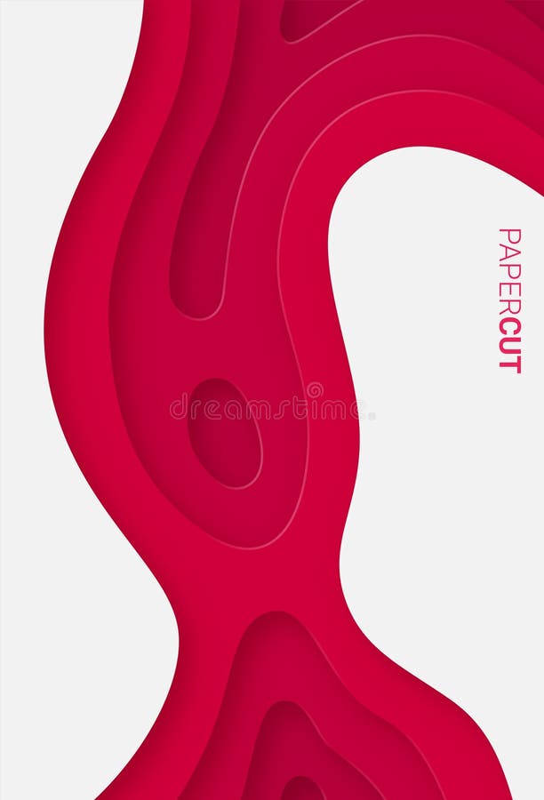 Abstract Papercut Topography Relief, Red Liquid Texture Gradient Stock ...