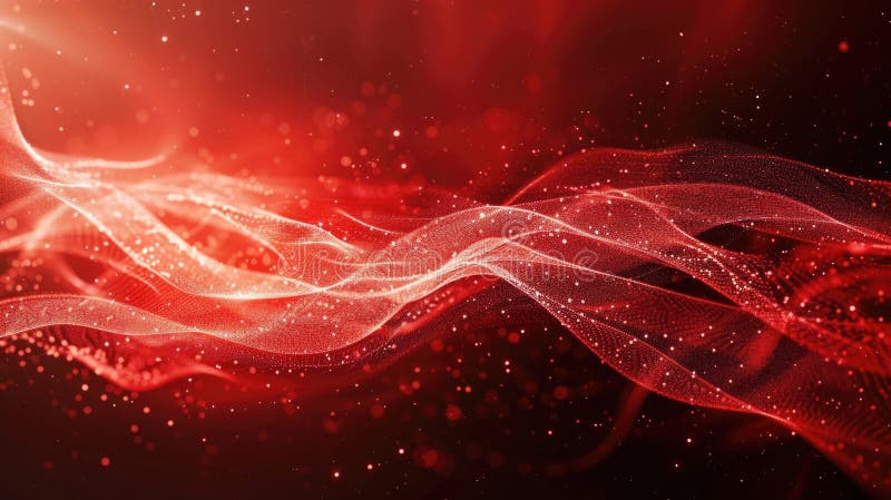 Abstract Red Particle Waves on Dark Background Stock Illustration ...
