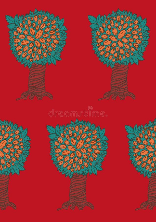 Tileable Abstract Red Pattern Coffee Tree Background Stock ...