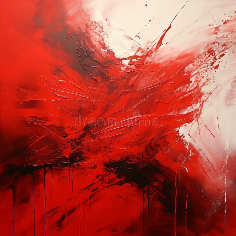 Intense Emotion a Rembrandtesque Abstract Painting in Red and White ...