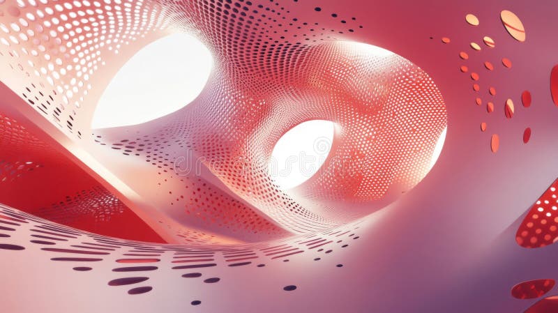 Abstract Red and Pink Architectural Interior Design Stock Illustration ...