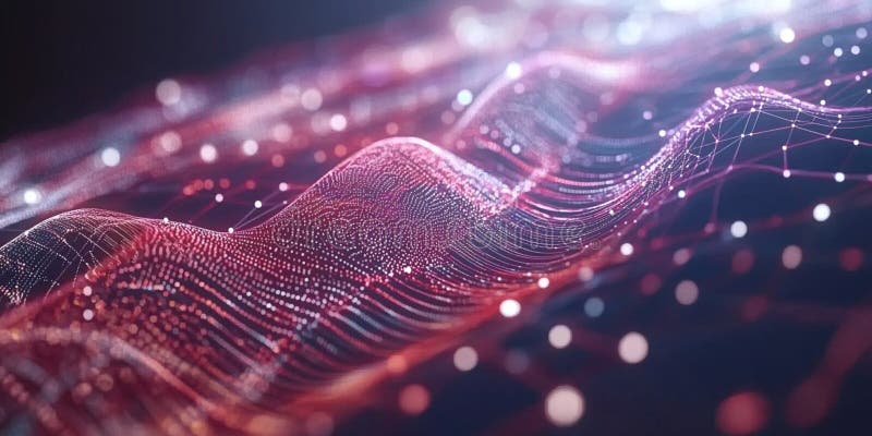 Abstract Red Pink Digital Wave Particle Background Design Web Data Flow ...