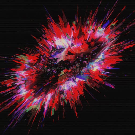 Abstract Red and Pink Explosion Digital Art Stock Illustration ...