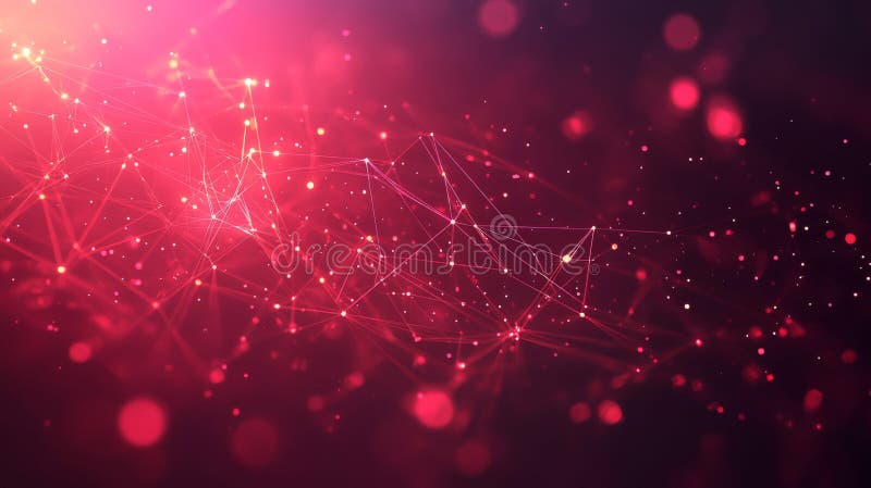 Abstract Red and Pink Network Background with Glowing Particles Stock ...