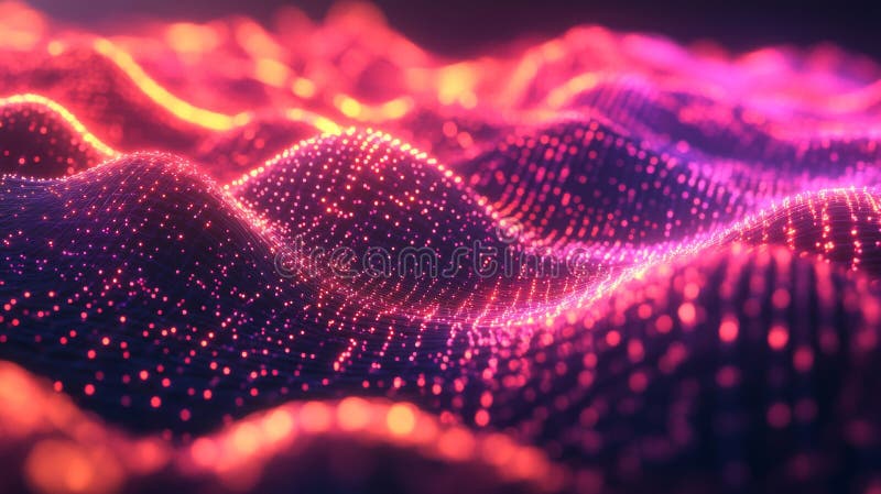 Abstract Red Pink Purple Particle Wave Background Stock Illustration ...