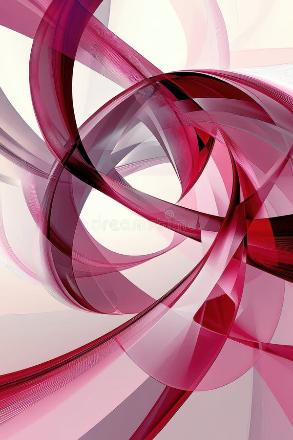 Abstract Red and Pink Ribbon Swirl with Dynamic Flowing Lines Stock ...