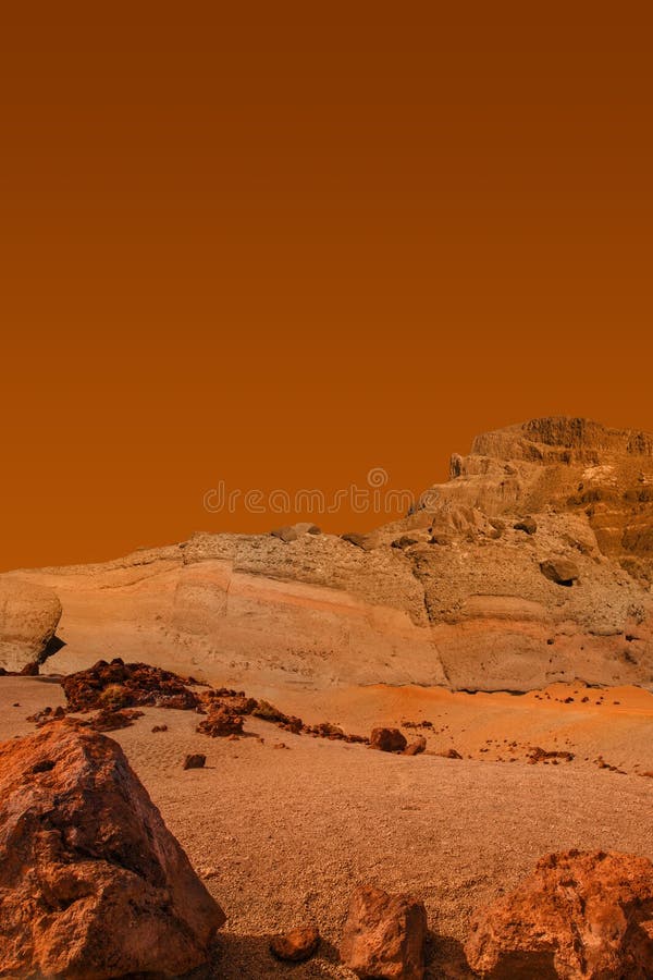 Abstract Red Planet Landscape with Empty Desert Stock Image - Image of ...