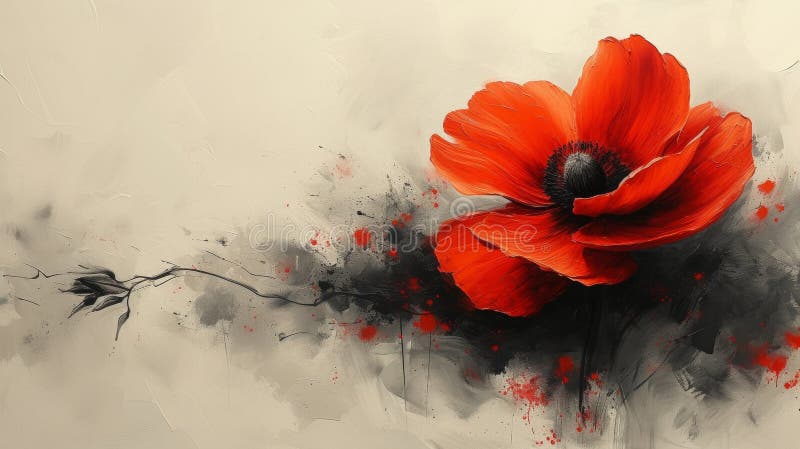 Abstract Red Poppy on Monochrome Background Stock Image - Image of ...