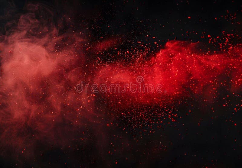 Abstract Red Powder Explosion on Black Background Stock Illustration ...