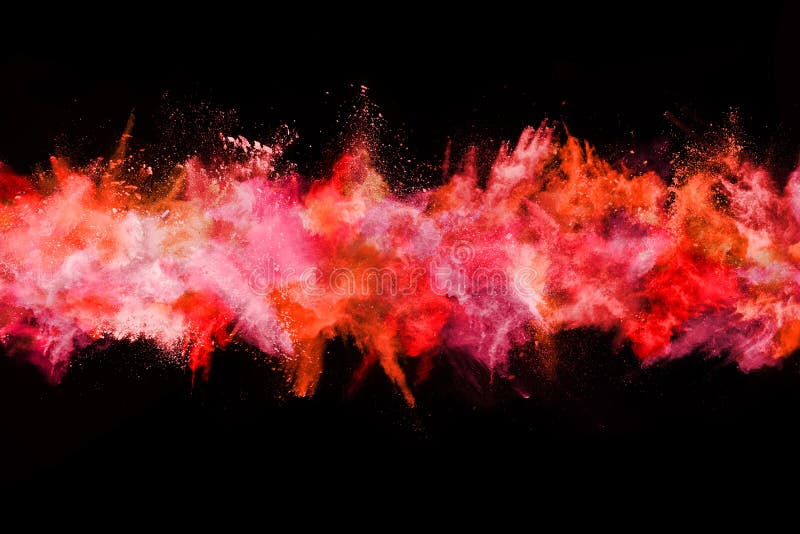 Abstract Red Powder Explosion on Black Background. Stock Image - Image ...