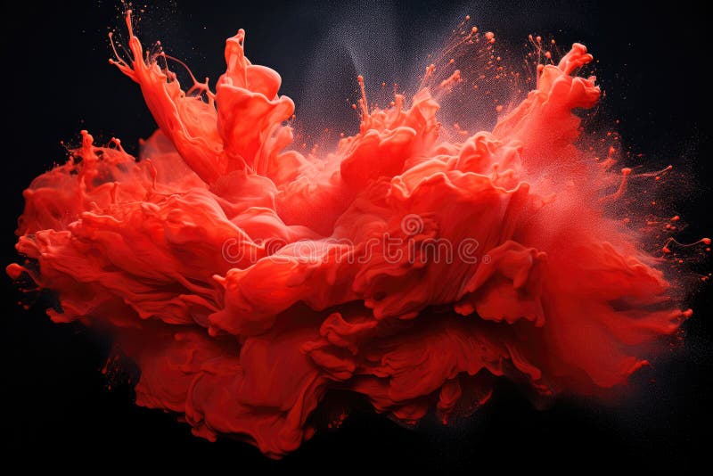 Abstract Red Powder Explosion. Closeup of Red Dust Particle Splash on ...
