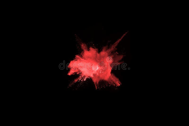 Abstract Red Powder Splatted on Black Background. Stock Image - Image ...