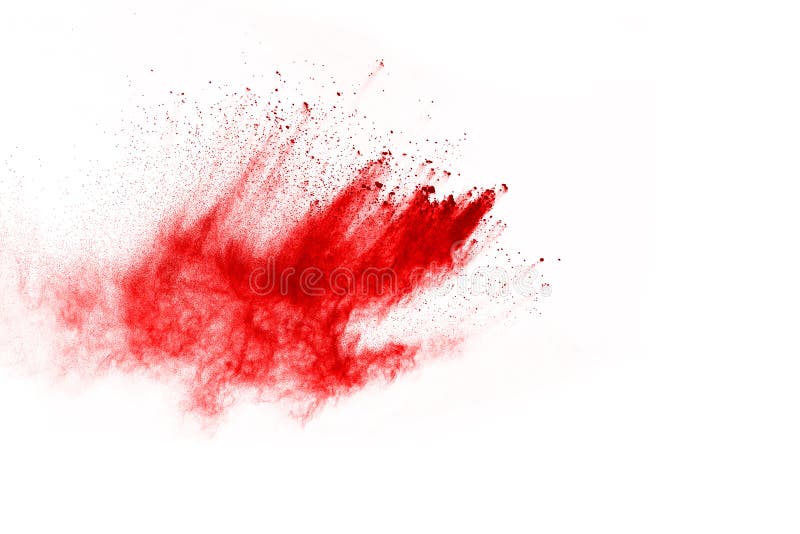Abstract Red Powder Splatted on White Background. Stock Photo - Image ...