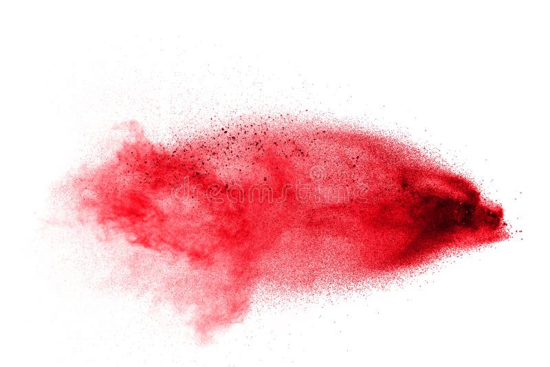 Abstract Red Powder Splattered on White Background. Stock Image - Image ...