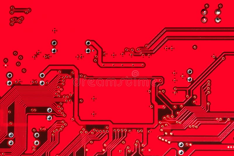 Abstract Red Printed Circuit Board Texture Stock Image - Image of ...