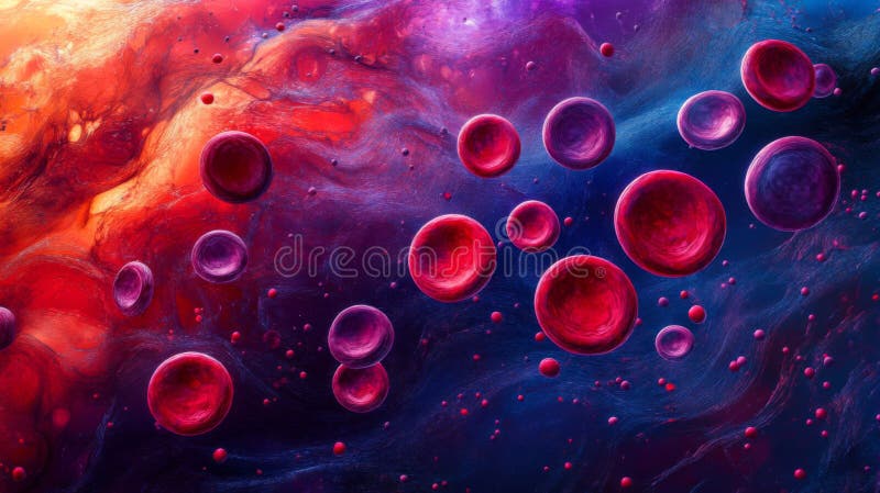 Abstract Red and Purple Cells in Cosmic Flow Stock Illustration ...