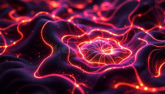 Abstract Red and Purple Glowing Energy Wave Pattern Stock Illustration ...