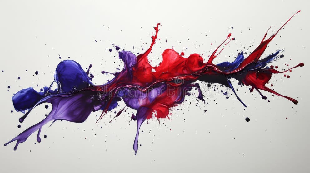 Abstract Red and Purple Paint Splatter Artwork Stock Illustration ...