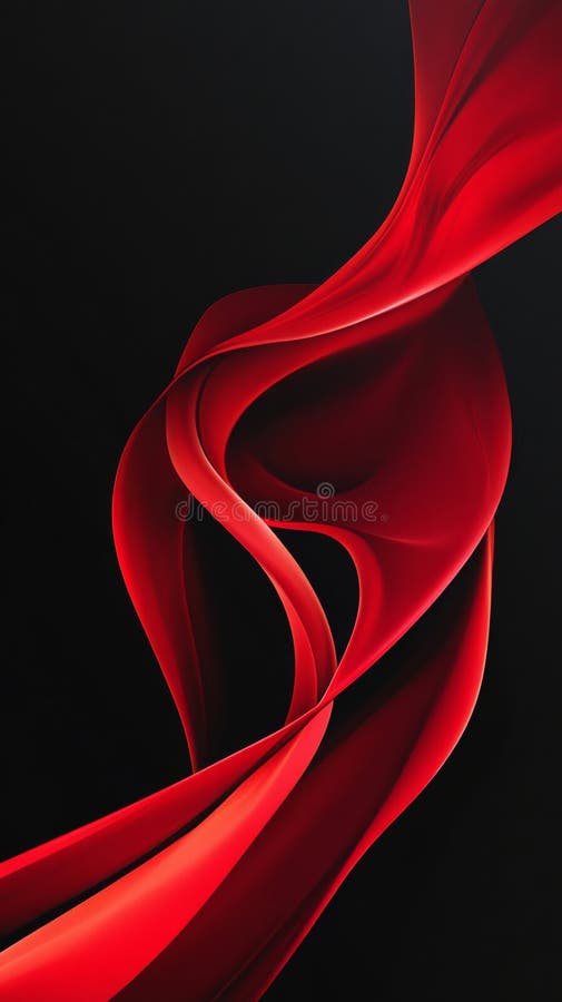 Abstract Red Ribbon Curves on Black Background Stock Photo - Image of ...