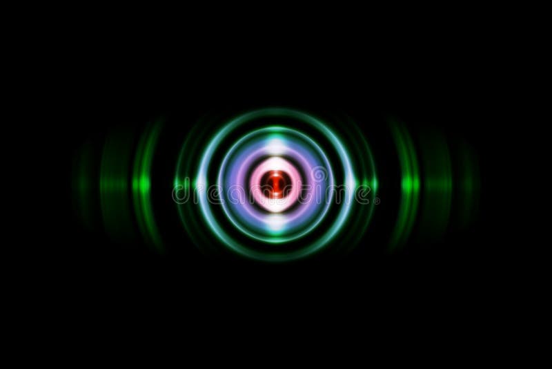 Abstract Red Ring with Sound Waves Oscillating Green Light, Technology ...