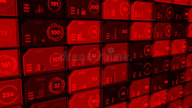 Abstract Red Rows of Small Cells with Different Numbers Flowing Down ...