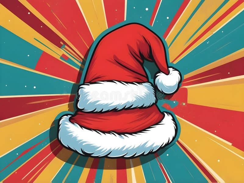 Abstract Red Santa Hat Pop Art Retro Illustration Stock Illustration ...