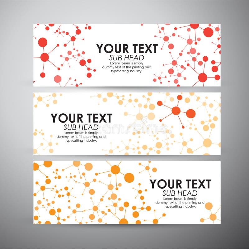 Abstract Red Science Background with Molecules. Vector Banners Set ...
