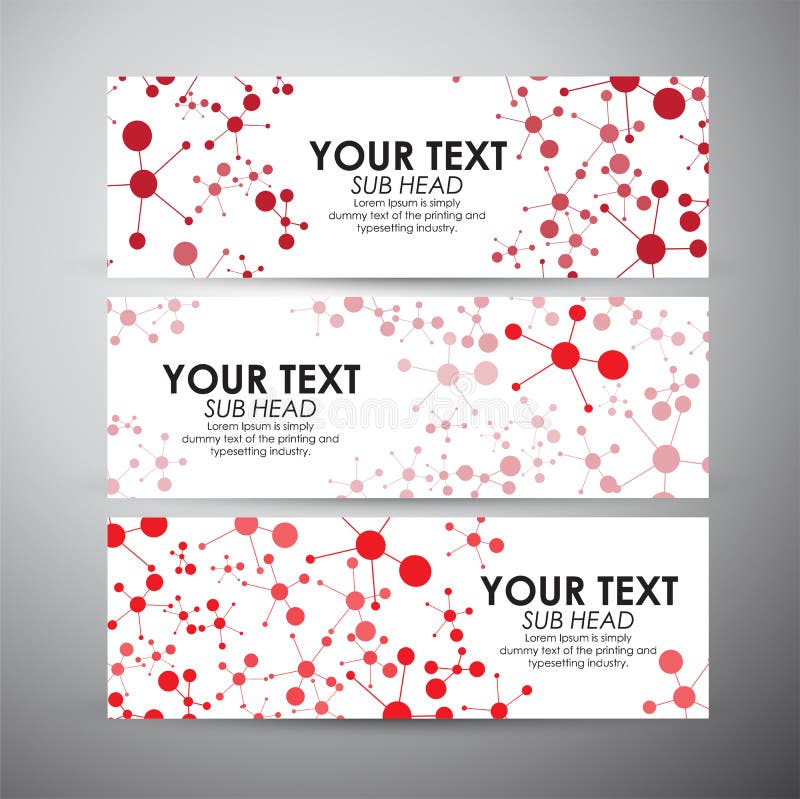 Abstract Red Science Background with Molecules. Vector Banners Set ...
