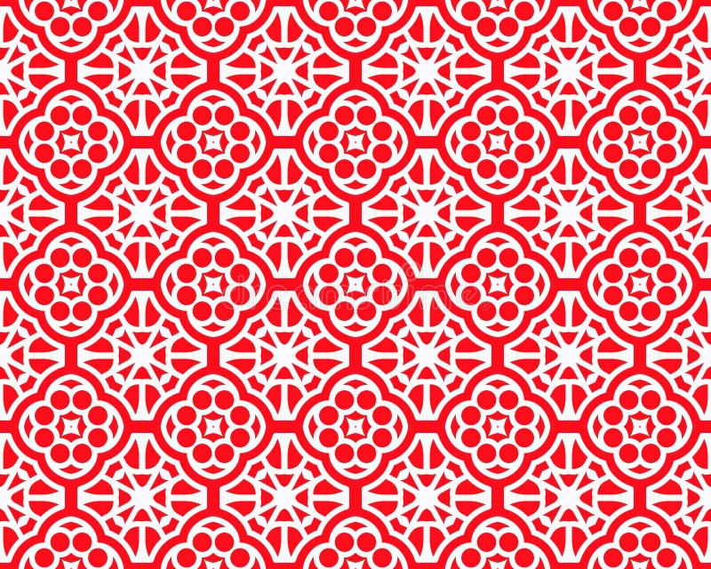 Abstract Red Seamless Repeat Pattern Flat Style Ornament Geometric ...