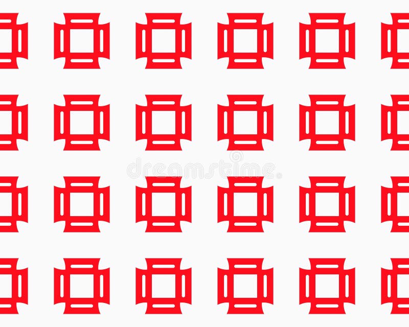 Abstract Red Seamless Repeat Pattern Flat Style Ornament Geometric ...