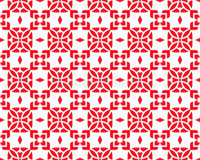 Abstract Red Seamless Repeat Pattern Flat Style Ornament Geometric ...