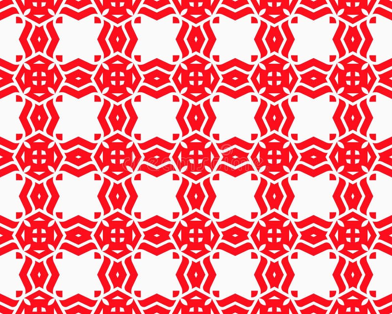 Abstract Red Seamless Repeat Pattern Flat Style Ornament Geometric ...
