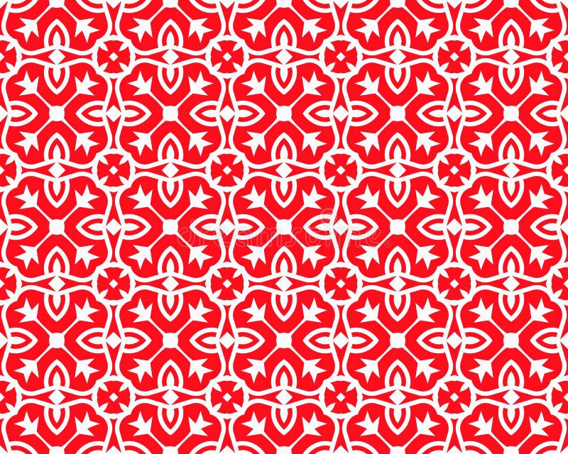 Abstract Red Seamless Repeat Pattern Flat Style Ornament Geometric ...