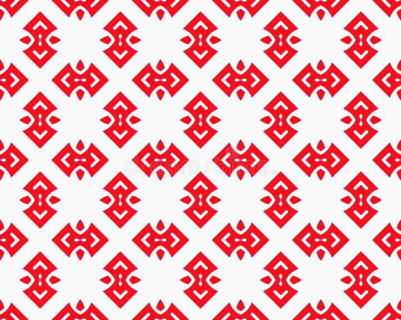 Abstract Red Seamless Repeat Pattern Flat Style Ornament Geometric ...