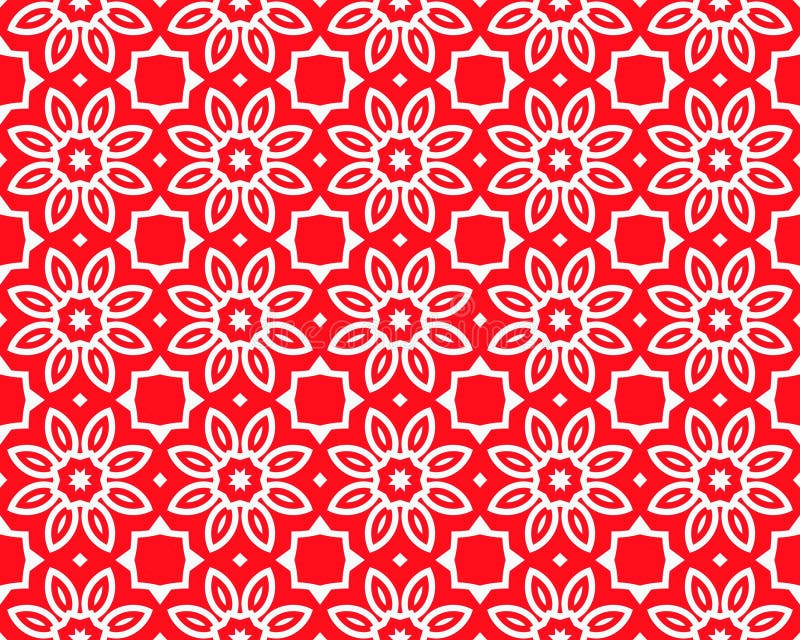 Abstract Red Seamless Repeat Pattern Flat Style Ornament Geometric ...