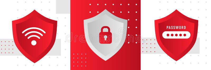 Abstract Red Security Concept with Shield. Cyber Password Security ...