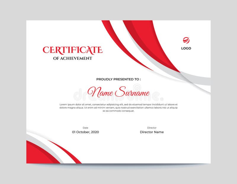 Abstract Red Shapes Certificate Template Stock Vector - Illustration of ...
