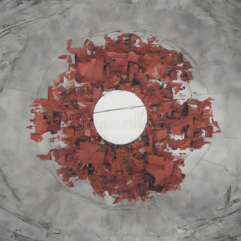 Abstract Red Shards Circle on Textured Grey Background Stock Image ...