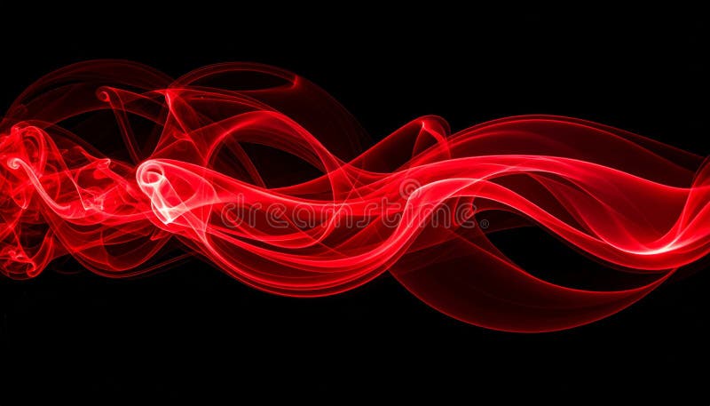 Abstract Red Smoke Wave on Black Background Stock Illustration ...