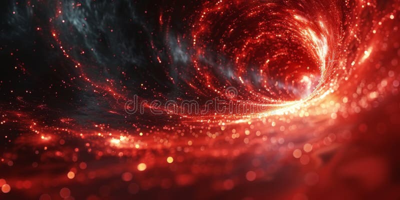 An Abstract Red Space Vortex with Glowing Particles Creating a ...