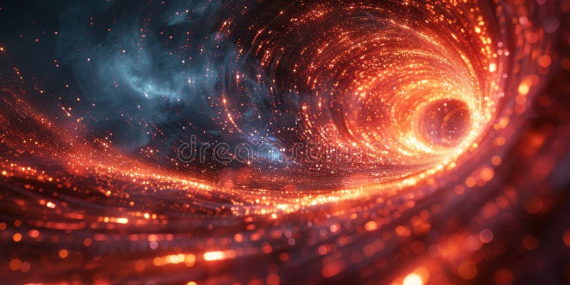 An Abstract Red Space Vortex with Glowing Particles Creating a ...